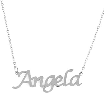 Amazon.com: Angela Name Necklace 18ct Silver Tone Personalized Dainty ...