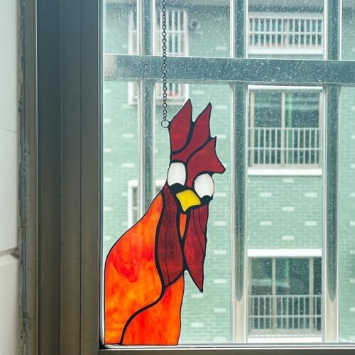 Amazon.com: BOXCASA Rooster Stained Glass Window Hanging, Unique ...