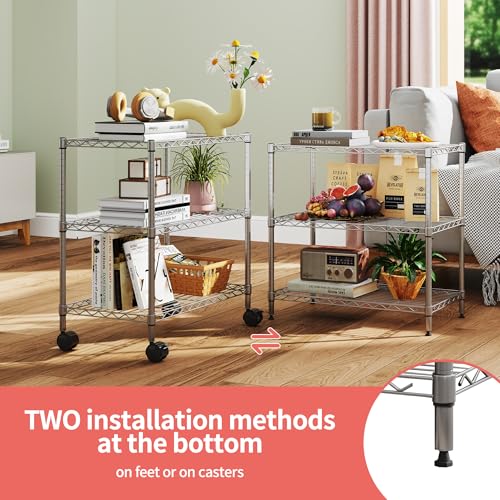 Snapklik.com : OPTYMIRA 3 Tier Adjustable Wire Shelving Heavy Duty ...