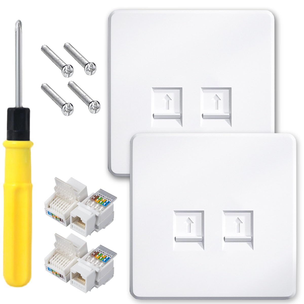 Buy Acmerota Double 2-Port Socket Ethernet Faceplate CAT6 Flat Face ...