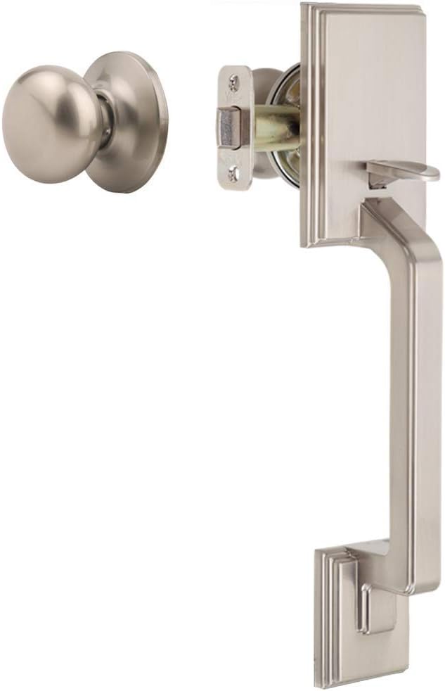 Yale Rainier Passage Handleset with Knob Interior, Satin Nickel ...