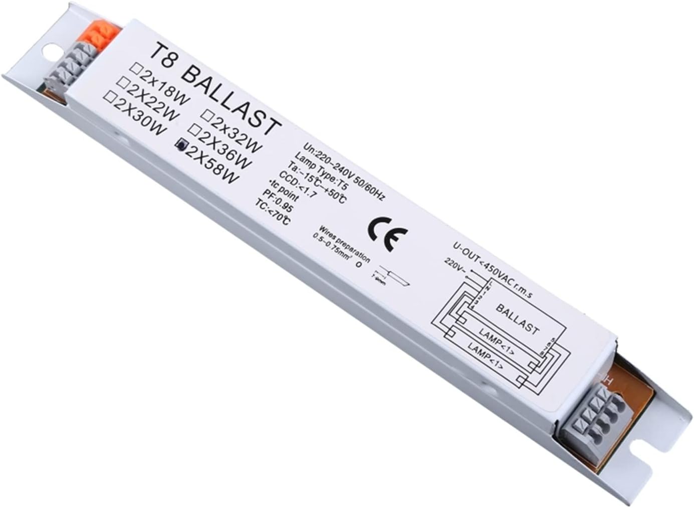 KAAVGVUHK T8 220-240V AC 2x58W Wide Voltage Electronic Ballast ...