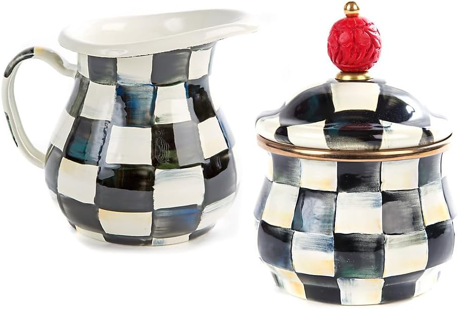 Amazon.com | MACKENZIE-CHILDS Enamel Creamer and Sugar-Bowl Set, Cream ...