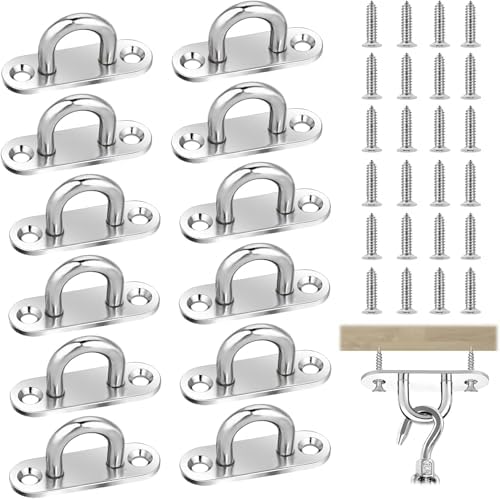 12 Pcs Stainless Steel Pad Eye Plate Metal Heavy Duty U-Shaped Eyes ...