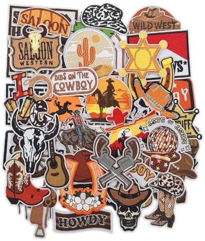 Amazon.com: 16pcs Western Iron On Patches West Cowboy Theme Embroidered ...