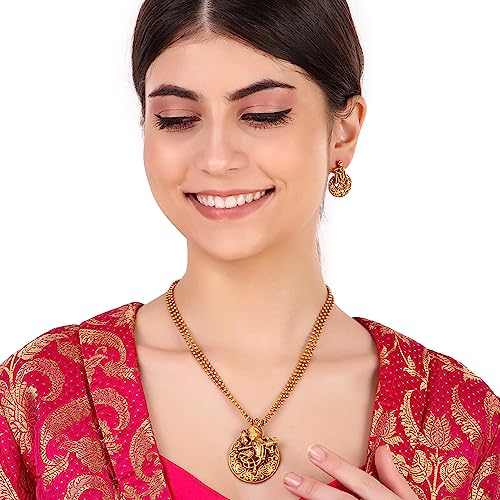 Buy Mansiyaorange Antique Matte Gold Ruby Red Stone South Indian Temple ...