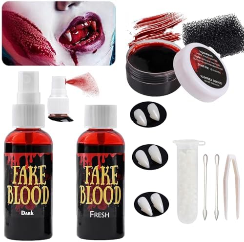 Amazon.com: 10 pcs Halloween Fake Blood(Coagulated+Spray+Dripping ...