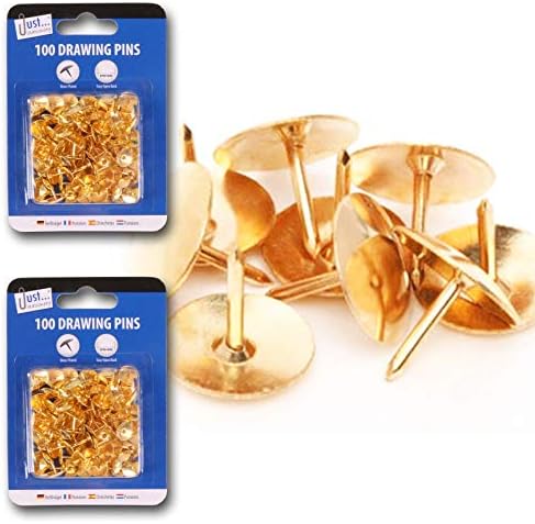 200x Strong Brass Plated Drawing Pins with Flat Head : Amazon.co.uk ...