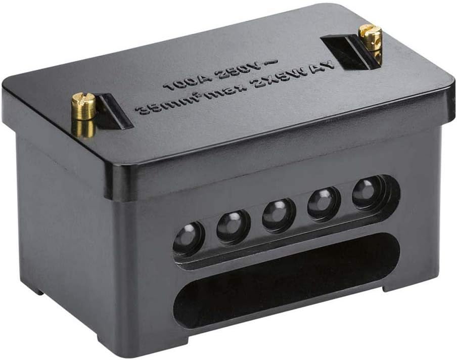 100A 2 x 5-Way (Double Pole) Service Connector Block - Brass Terminals ...