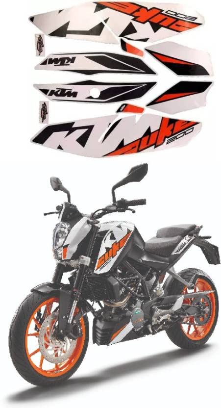 PRB Motorcycle Bike Body Fancy Sticker & Decal for KTM 200 (White ...