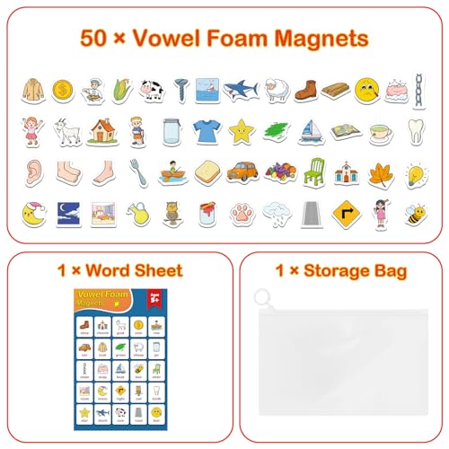 Snapklik.com : Vowel Word Games,Phonics Games,50 Magnetic Foam Objects ...