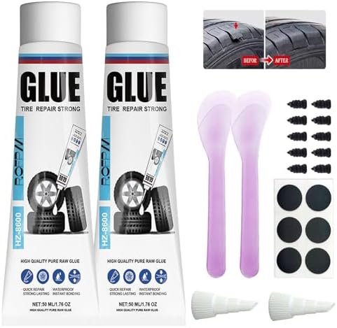 Black Tyre Sealant Glue & Repair Kit - Car/Bike/Van Tyre Repair Glue ...