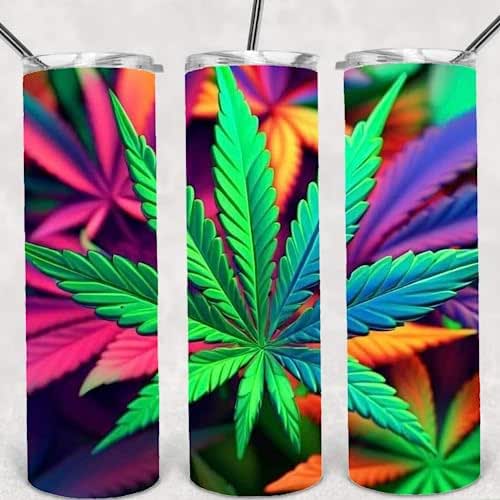 Amazon.com: Colorful Marijuana Leaf Cannabis 20 oz Hot/Cold Double Wall ...