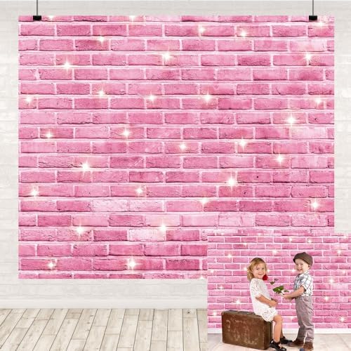 Amazon.com : Pink Glitter Brick Wall Backdrop 10x8ft Pink Brick Wall ...