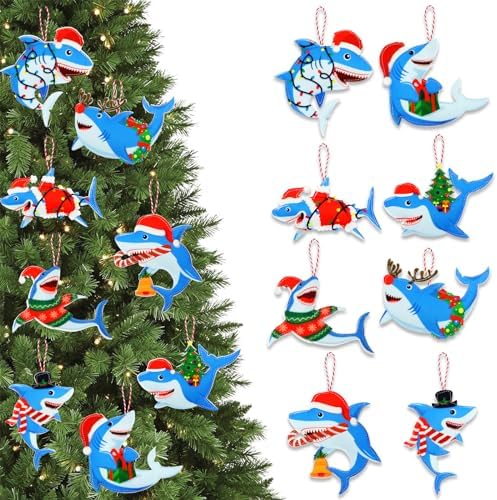 Amazon.com: Vansolinne Shark Christmas Tree Ornaments Felt Christmas ...