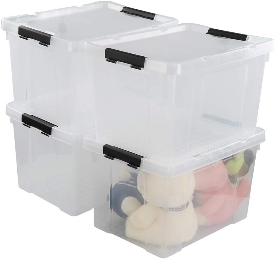 Amazon.com: Pekky 34 Quart Clear Storage Bins with Lid, Latching Box ...