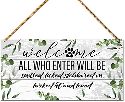 Amazon.com: Funny Dog Welcome Sign for Front Door, Depends on If The ...