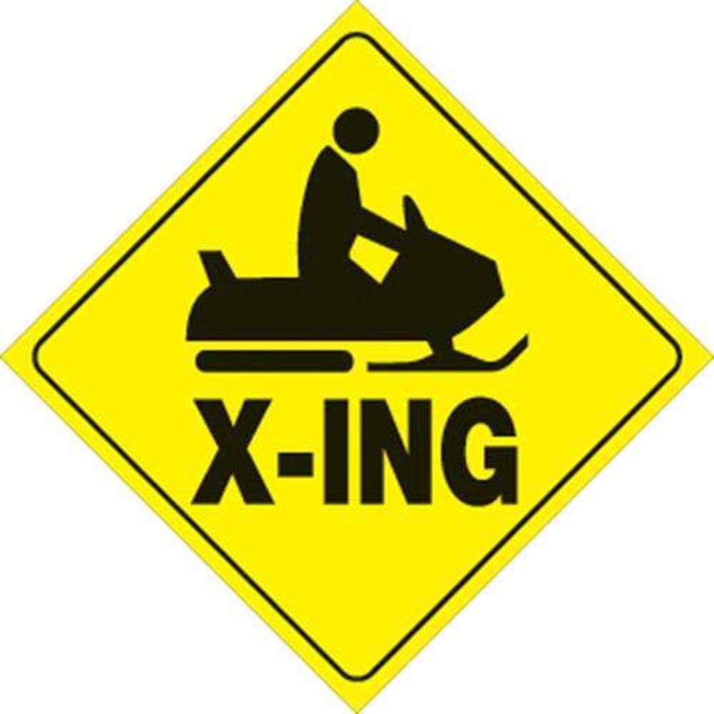 VOSS SIGNS VOSS SIGNS Yellow Plastic Reflective Sign 12" Snowmobile X ...