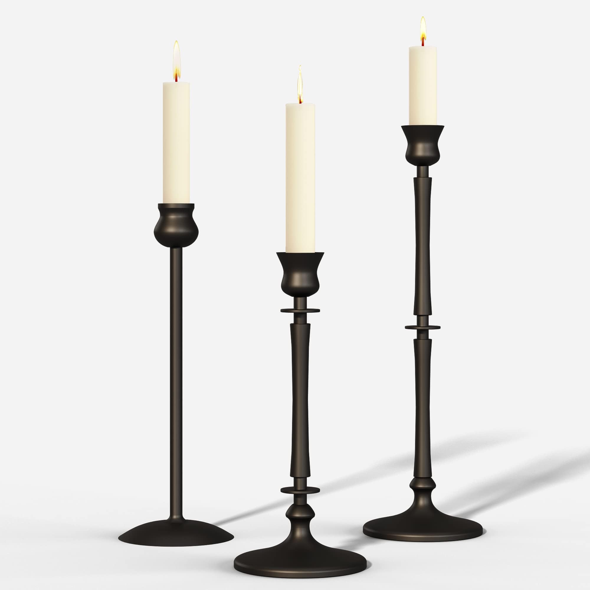 Amazon.com: VROOMIUM Black Candlestick Holders- 3 Pcs Metal Candle ...