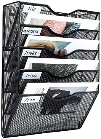 SimpleHouseware Hanging Wall File Organizer Wall Mount/Over The Door 4 ...