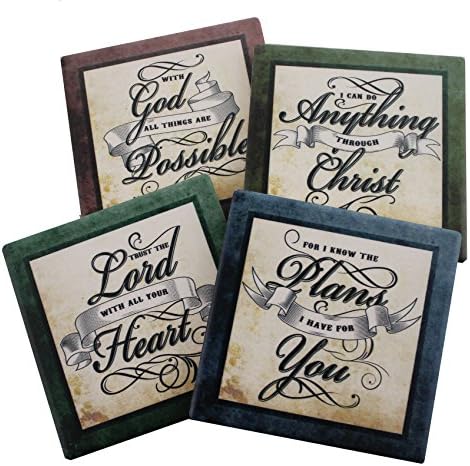 Amazon.com | Inspirational Scriptures Coaster Set of 4 | Encouraging ...