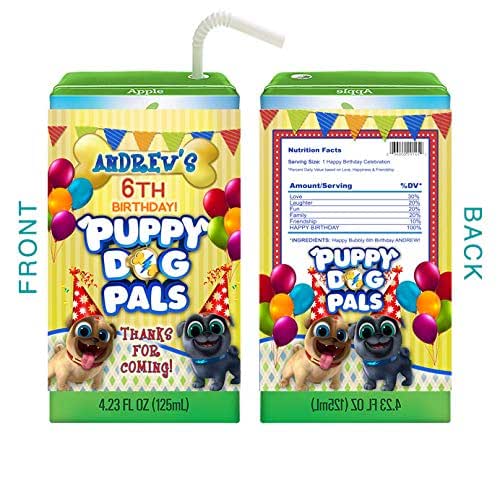 Amazon.com: 10 Puppy Dog Juice Box Labels -Puppy Pal Juice Stickers ...