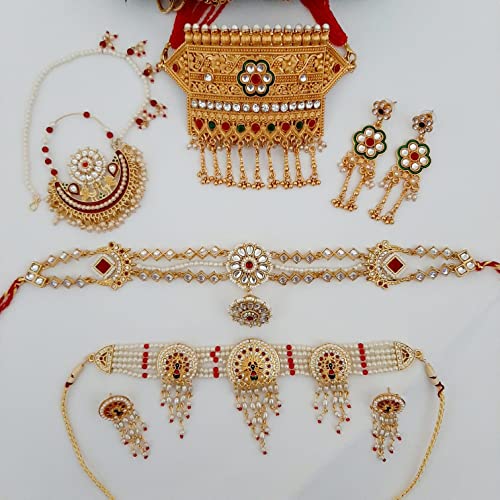 Buy RAMDEV IMITATION Rajasthani Rajputi padmavati Jewellery Combo set ...