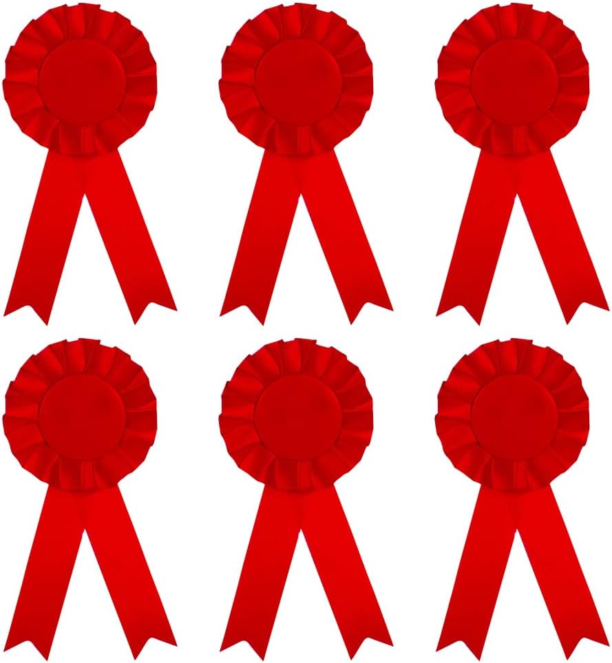 JIHUOO 6 Pcs Award Rosette Ribbons Blank Prize Ribbons Medal Winner ...