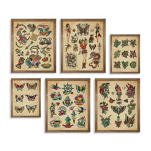 Amazon.com: Tattoo Shop Wall Decoration - Old School Tattoo Pictures ...