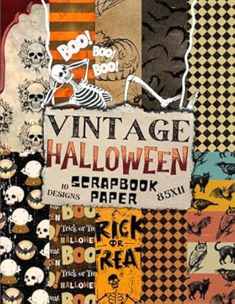 Amazon.co.jp: Vintage Halloween scrapbook paper, 8.5x11, 10 Designs, 20 ...