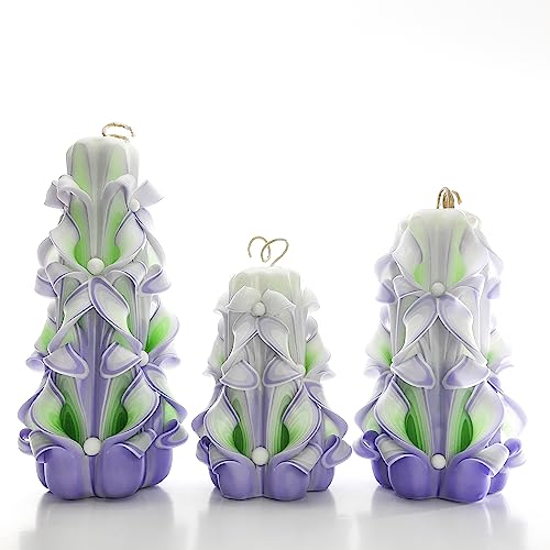 Amazon.com: Wedding Candle Gift Set of 3 Snowdrop Flower Hand Carved ...