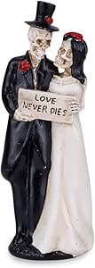 Love Never Dies Skeleton Couple Resin Statue, Valentine's Day Skeleton Decorations Bride And ...