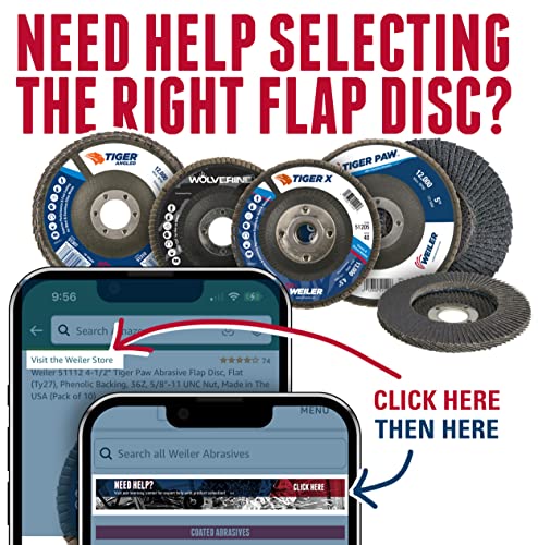 Snapklik.com : Weiler 51110 4-1/2 Tiger Paw Abrasive Flap Disc, Flat
