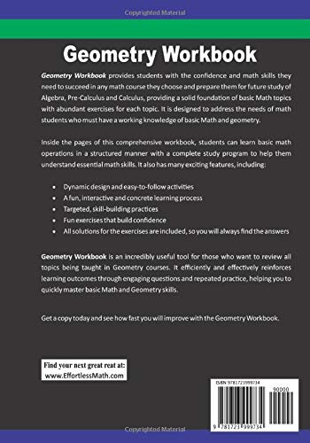 Snapklik.com : Geometry Workbook: Comprehensive Activities For Mastering Essential Math Skills