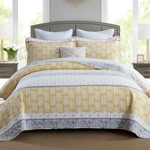 Amazon.com: AJOCCI Quilt King Size, Cotton King Size Comforter Set ...