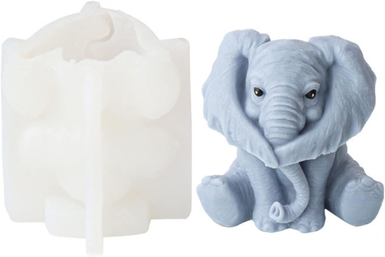 Amazon.com: Xidmold 3D Elephant Silicone Mold Animal Candle Soap Mold ...