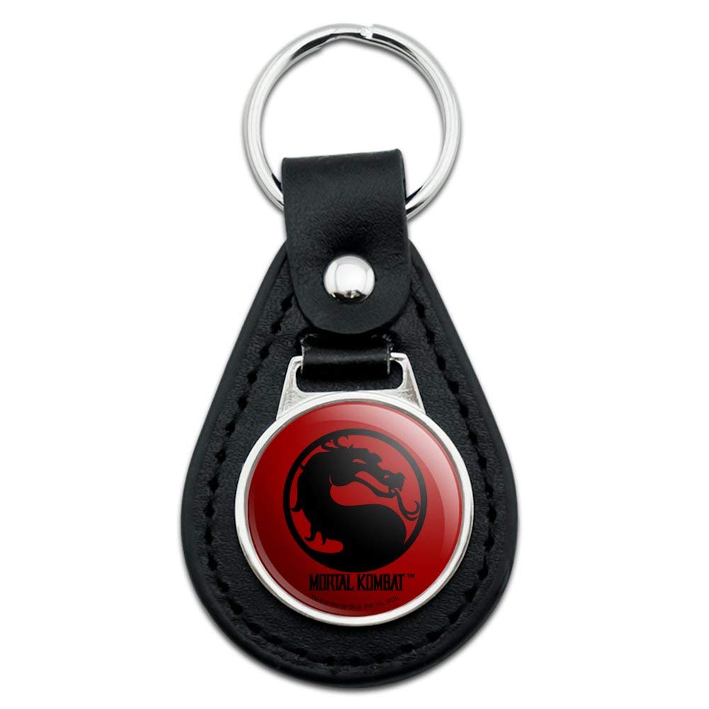 Amazon.com: GRAPHICS & MORE Black Leather Mortal Kombat Symbol Keychain ...
