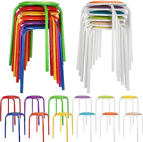 Amazon.com: Kigley 12 Pcs Classroom Stackable Stool with Padded Seat ...