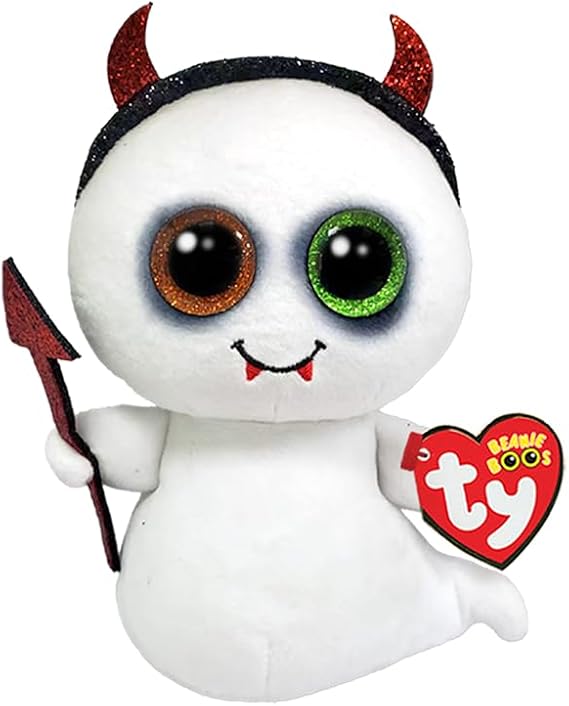 Amazon.com: Ty Beanie Boo Tricky the Ghost with Horns for Halloween ...