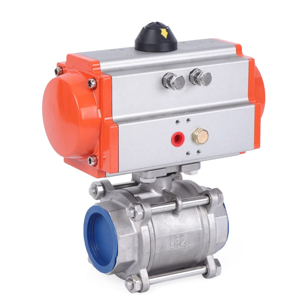 Amazon.com: 2 inch Pneumatic Actuated Ball Valve 3 Piece Single Acting ...