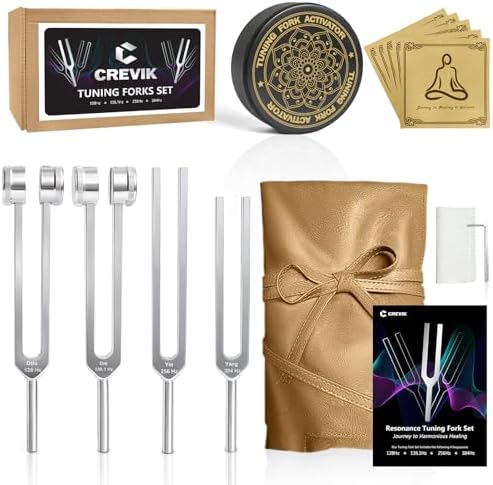 Amazon.com: CREVIK Tuning Forks for Healing Set - 128Hz, 136.1Hz, 256Hz, 384Hz Weighted ...