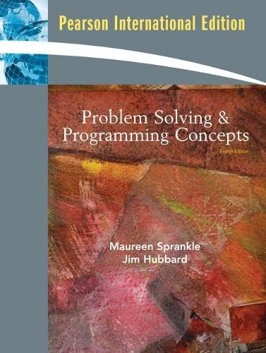 Problem Solving and Programming Concepts: International Edition: Amazon.co.uk: Sprankle, Maureen ...