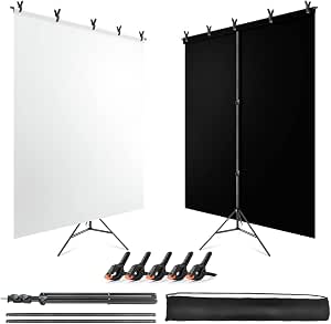 Black White Backdrop with Stand Kit for Photoshoot 5X6.5ft, Black White ...