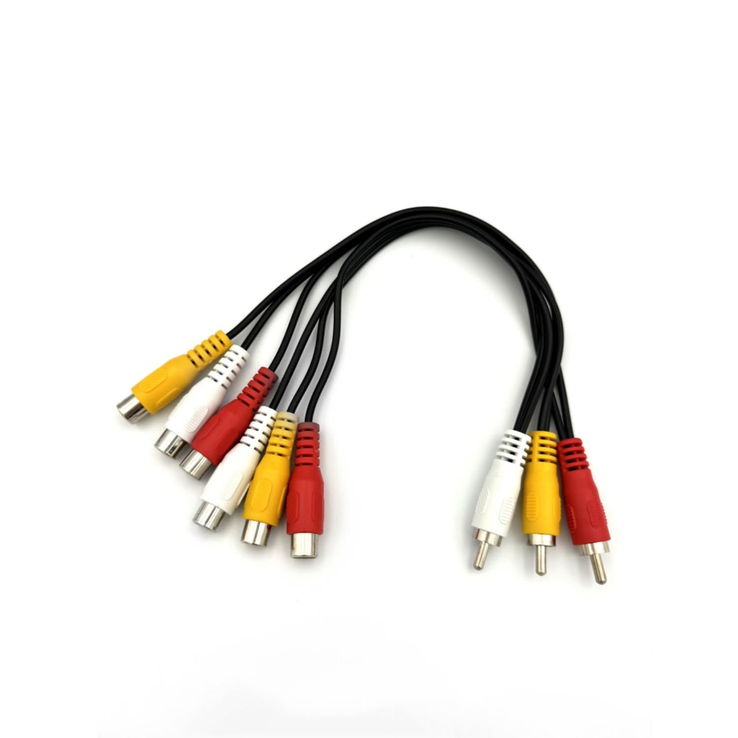 Qczhiwen 3 RCA Cable Splitter, 3 RCA Male to 6 RCA Female Plug AV ...