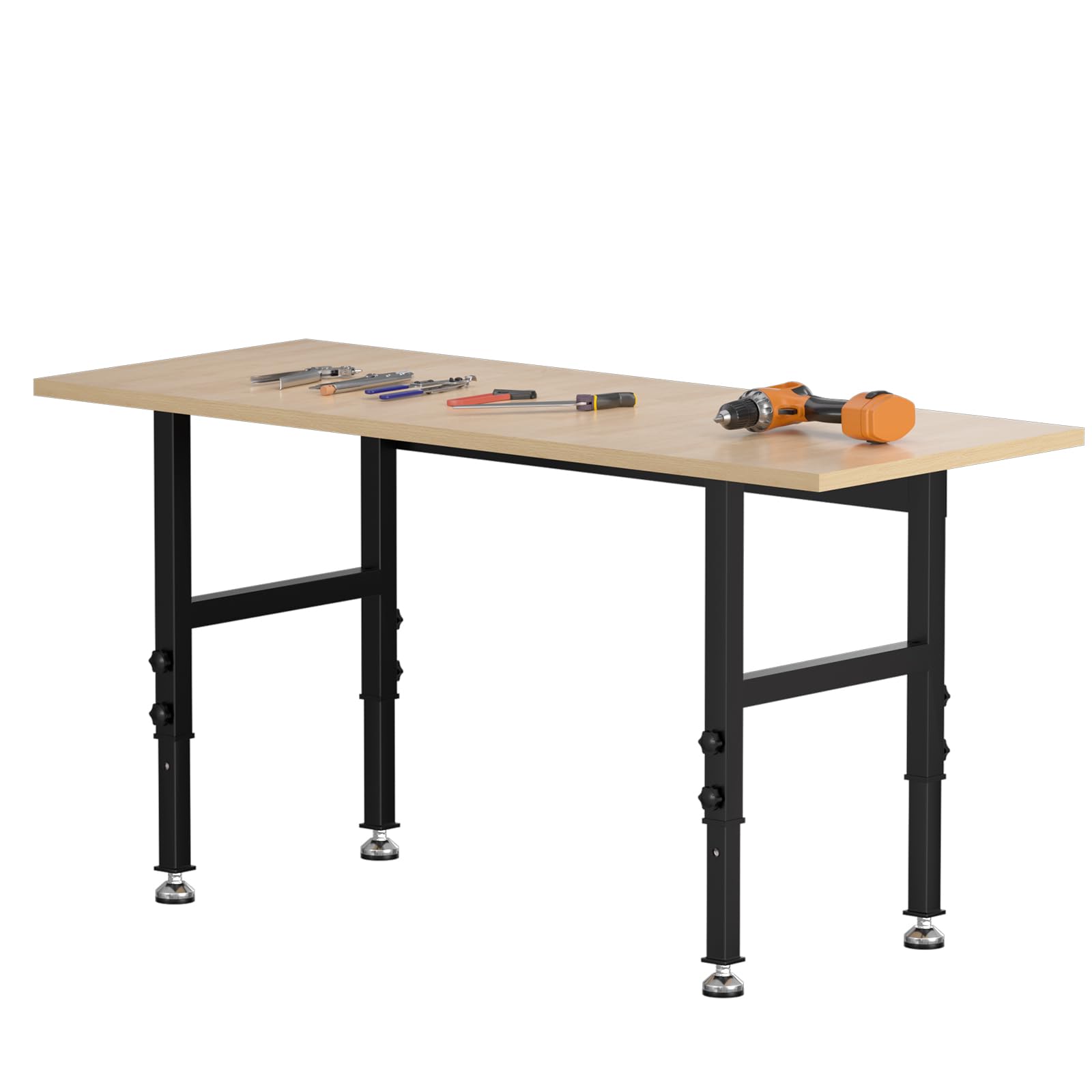 60” Heavy-Duty Wood Work Bench, Height Adjustable Workbench, 2500 Lbs ...