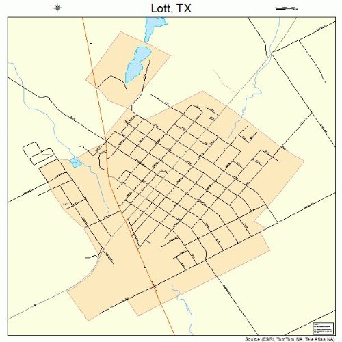 Large Street & Road Map of Lott, Texas TX - Printed poster size wall ...