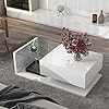 Amazon.com: Merax Coffee Table, 2-Tier Rectangular Coffee Table with ...