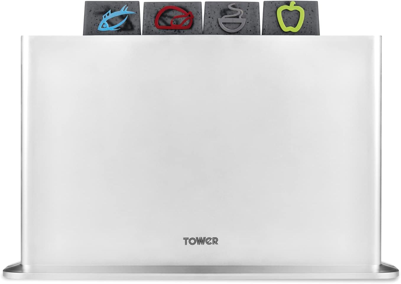 Tower T847042 4pce Chopping Board Set with Stand, Grey/Fleck Design ...