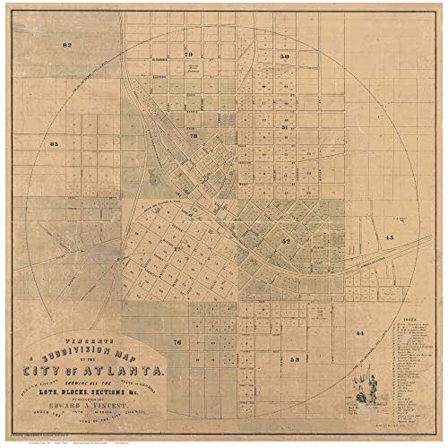 Amazon.com: Atlanta, Georgia 1850 - City Map By E. A. Vincent Reprint ...
