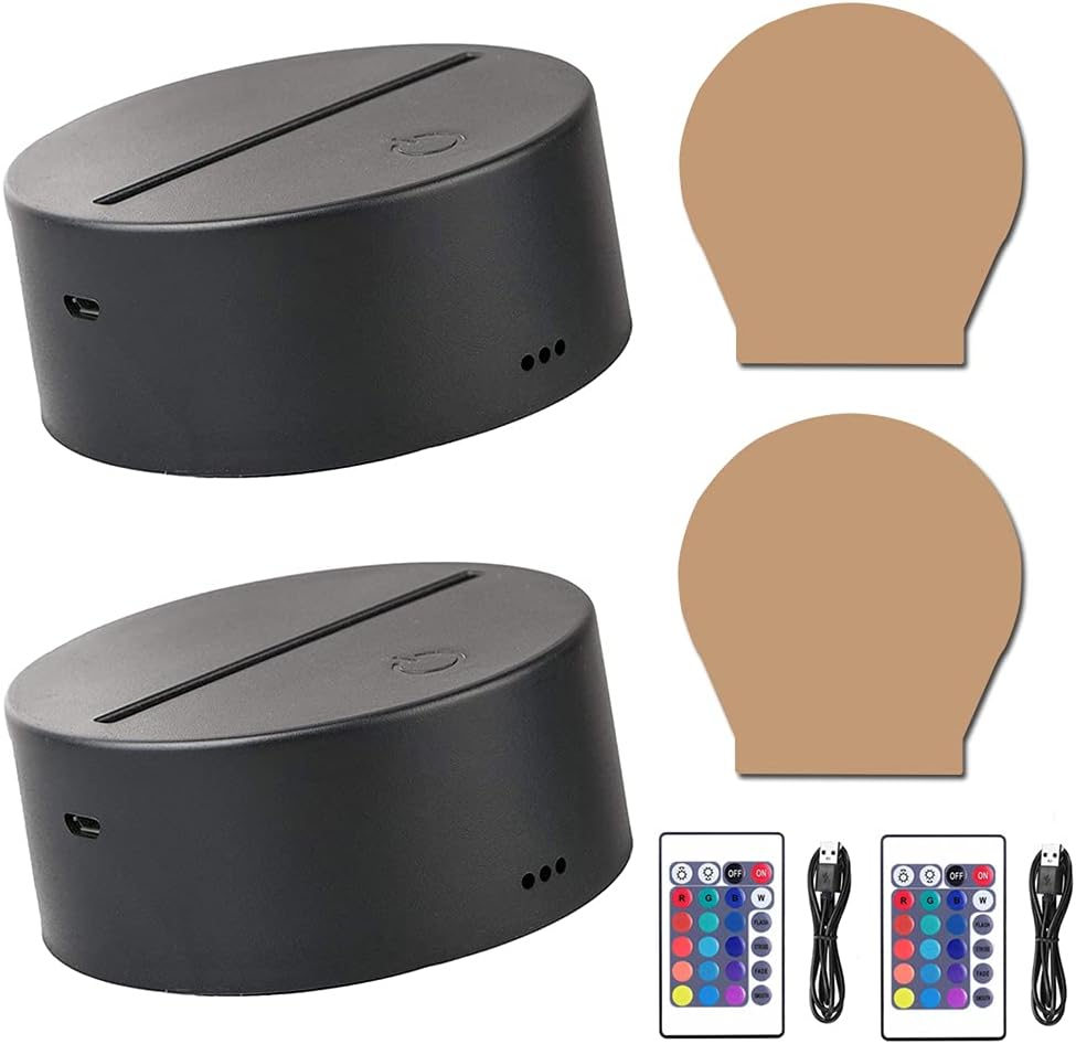2 Pack 3D Led Night Light Lamp Base, Includes Remote Control, Blank ...